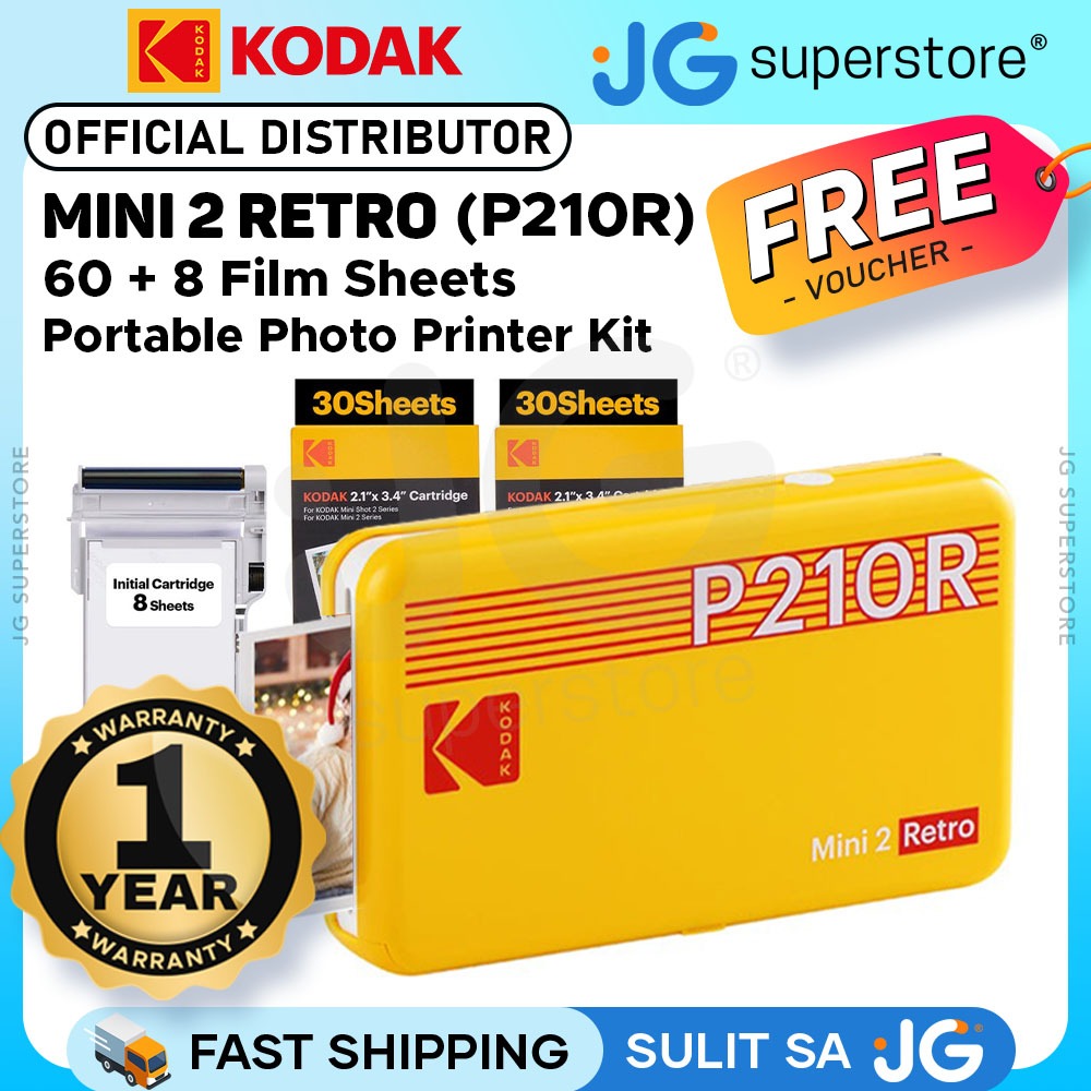 KODAK Mini 2 RETRO P210R Bluetooth NFC 2.1" x 3.4" 68 Sheets Photo ...