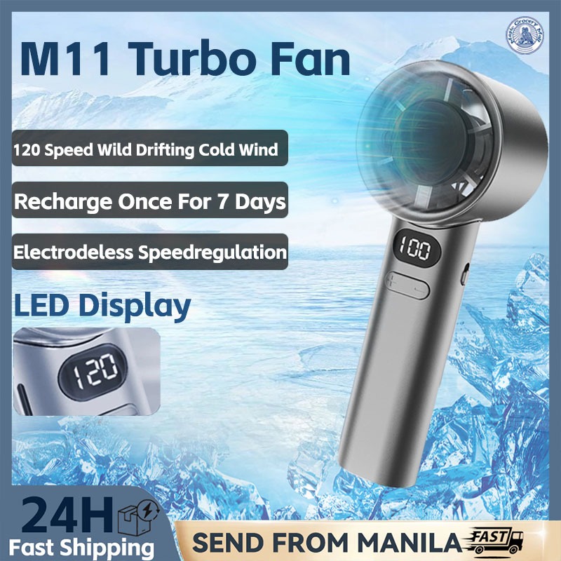 M11 Mini Turbo Fan Portable Fan Rechargeable 120 Speed Adjustment Handy ...