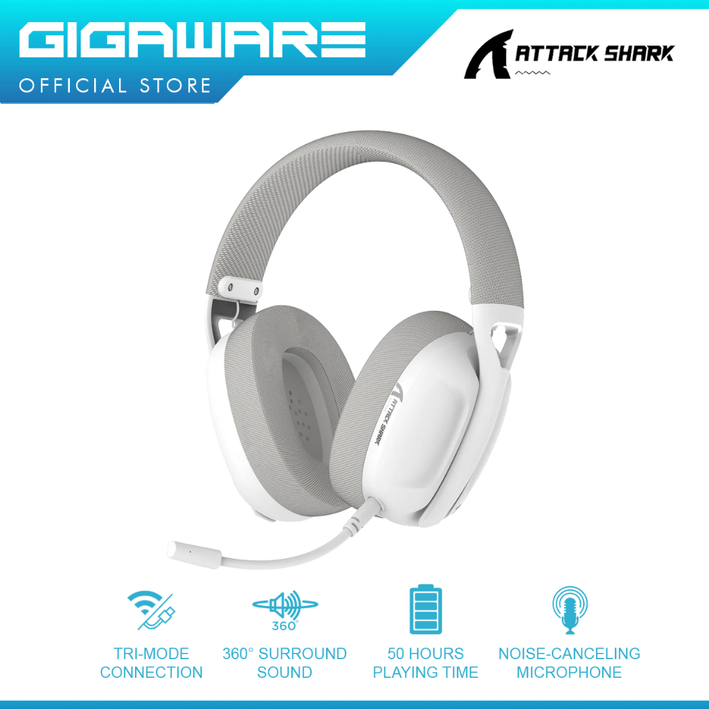 Attack Shark L80 Ultra-Light Tri-Mode Wireless Noise Cancelling Detachable Mic Gaming Headset ...
