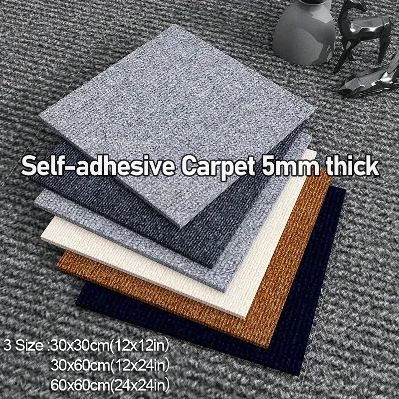 Self-adhesive Carpet 5mm Thick Carpet Squares Non-slip Floor Stickers ...