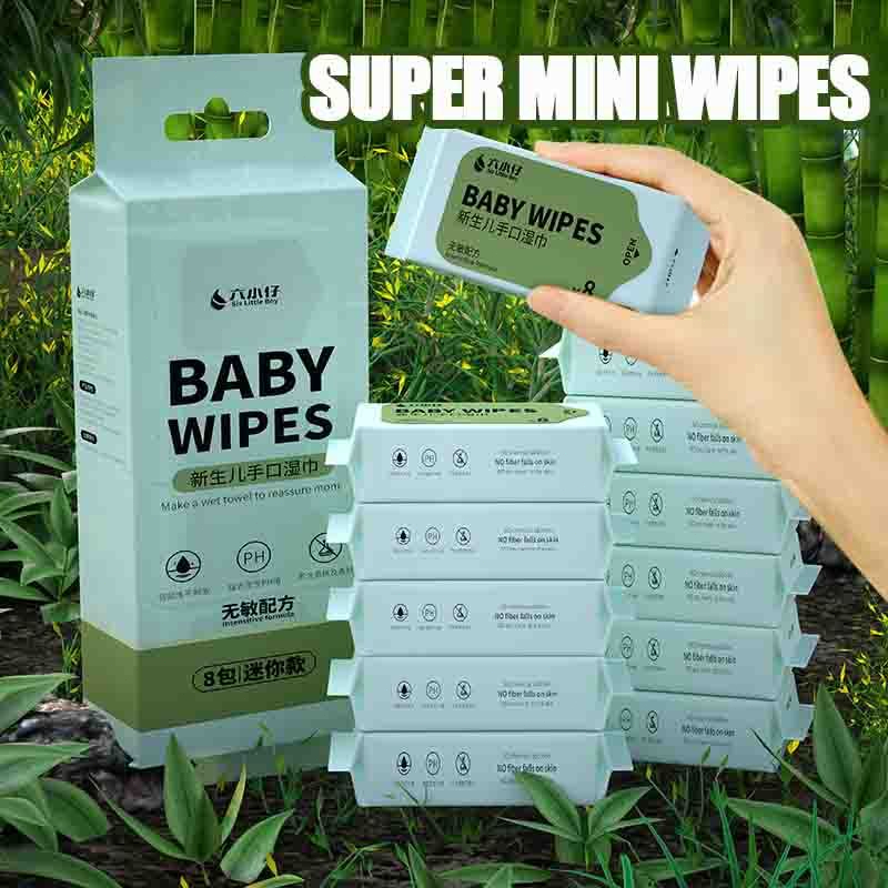 8 in1 Set Baby Wipes Mini wipe 8 Wet Wipes for Baby Easy to carry ...