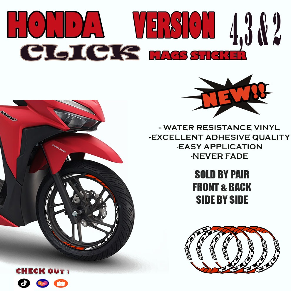 HONDA CLICK NEW MAGS STICKER FOR VERSION 4,3 AND 2 /HONDA CLICK ...