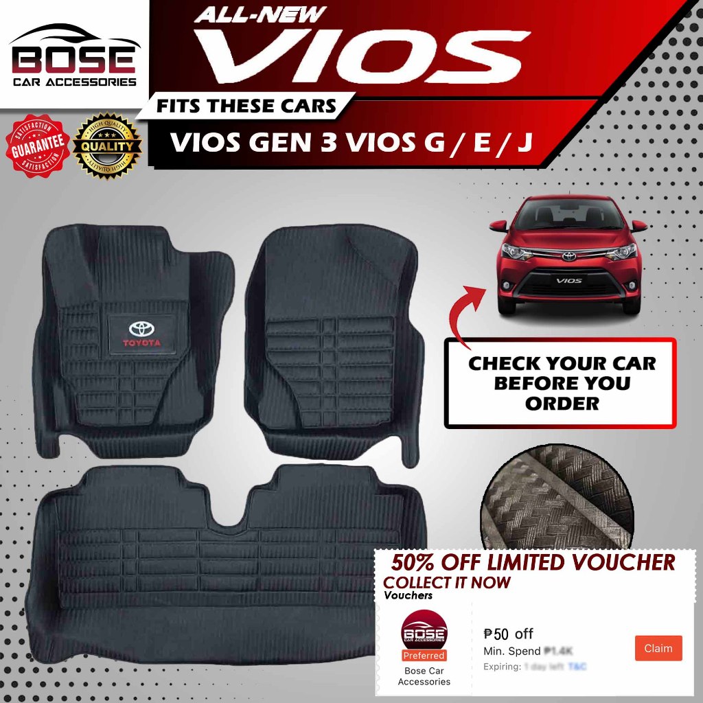 TPE / 5D Diamond Deep Dish Matting for Toyota Vios 2014 - 2018 / 2019 ...