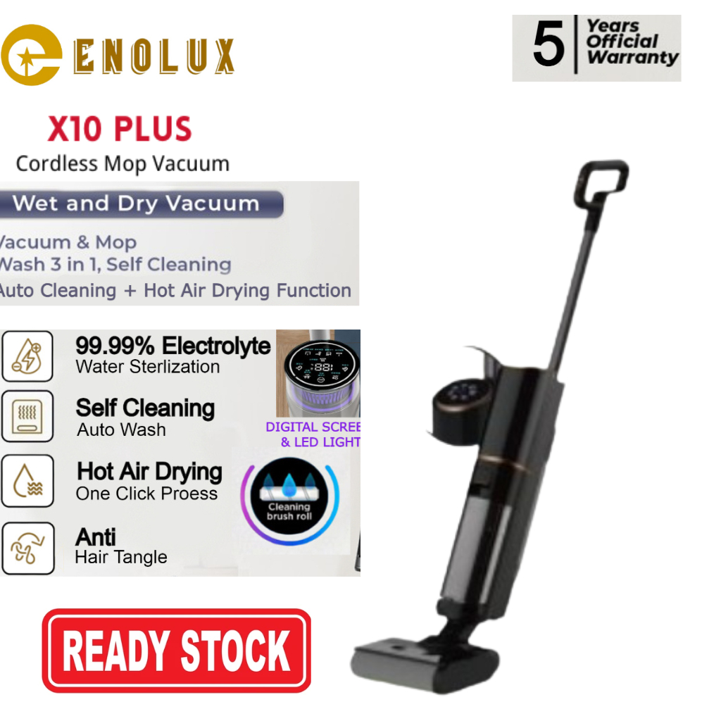 Enolux x10 Plus Lightweight Wet & Dry Vacuum Cordless Floor Cleaner ...