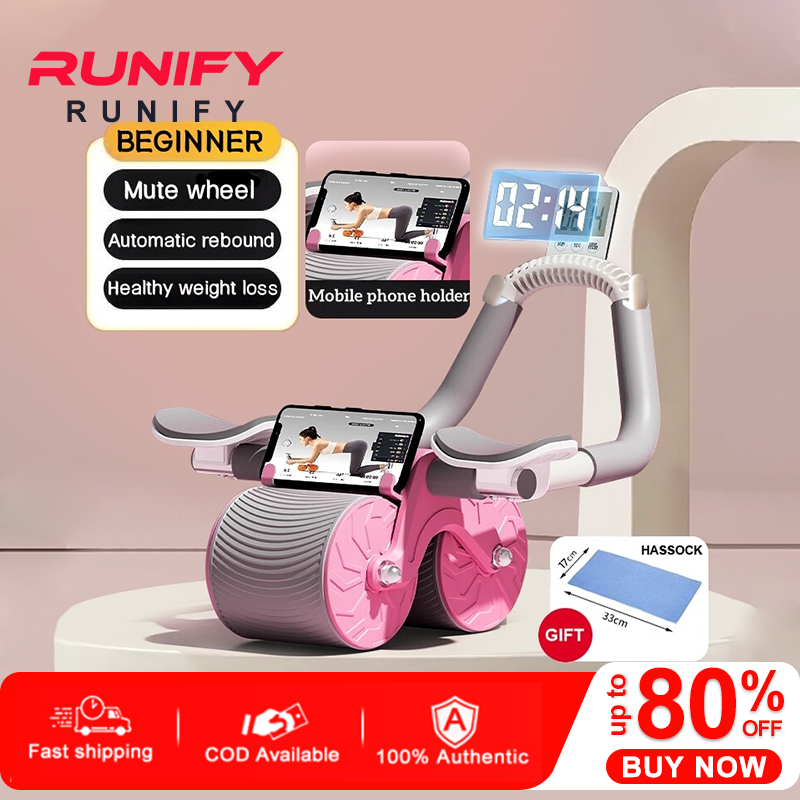 RUNIFY Abdominal Wheel Roller with mat abs roller with elbow support elbow brace foam roller ...
