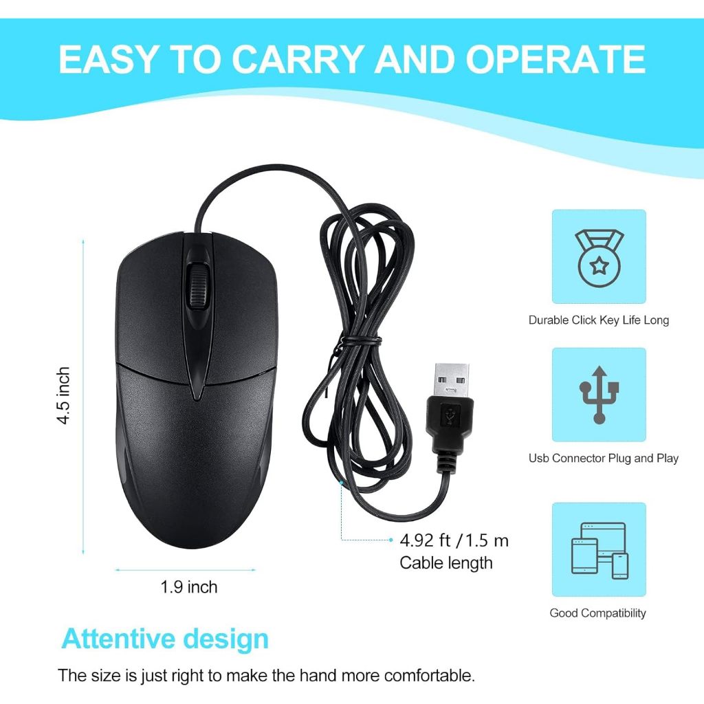 USB Wired Mouse Office Gaming Desktop Computer Laptop Business Mouse ...