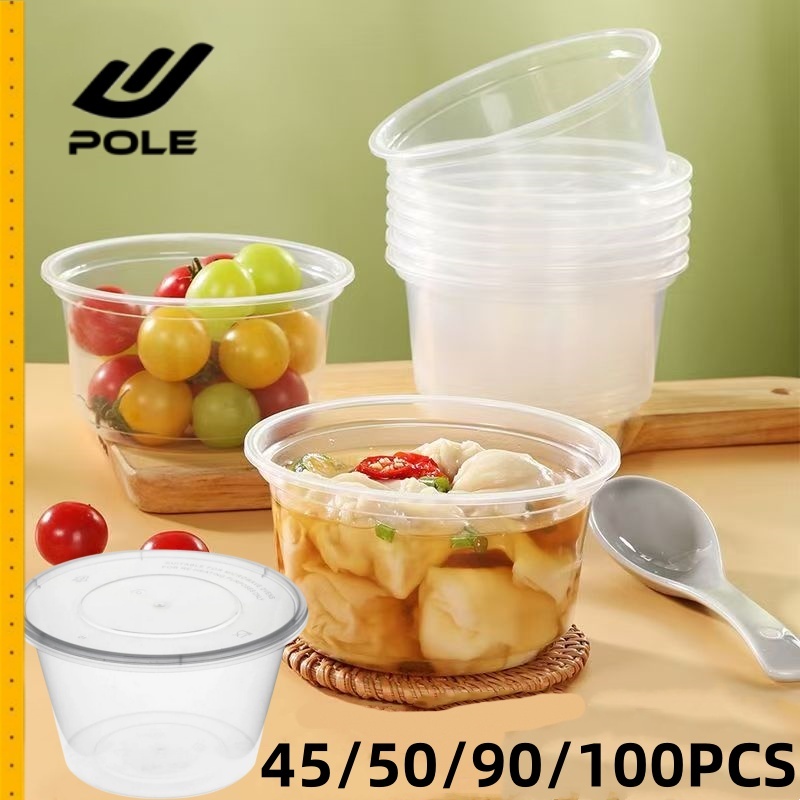 45/50/90/100pcs round Microwavable Food Container disposable Plastic ...