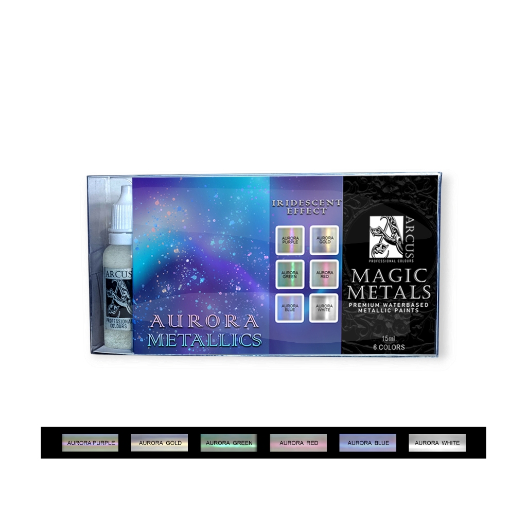 Arcus Magic Metals Waterbased Metallic Paint - Aurora Metallics 15ml. 6 ...
