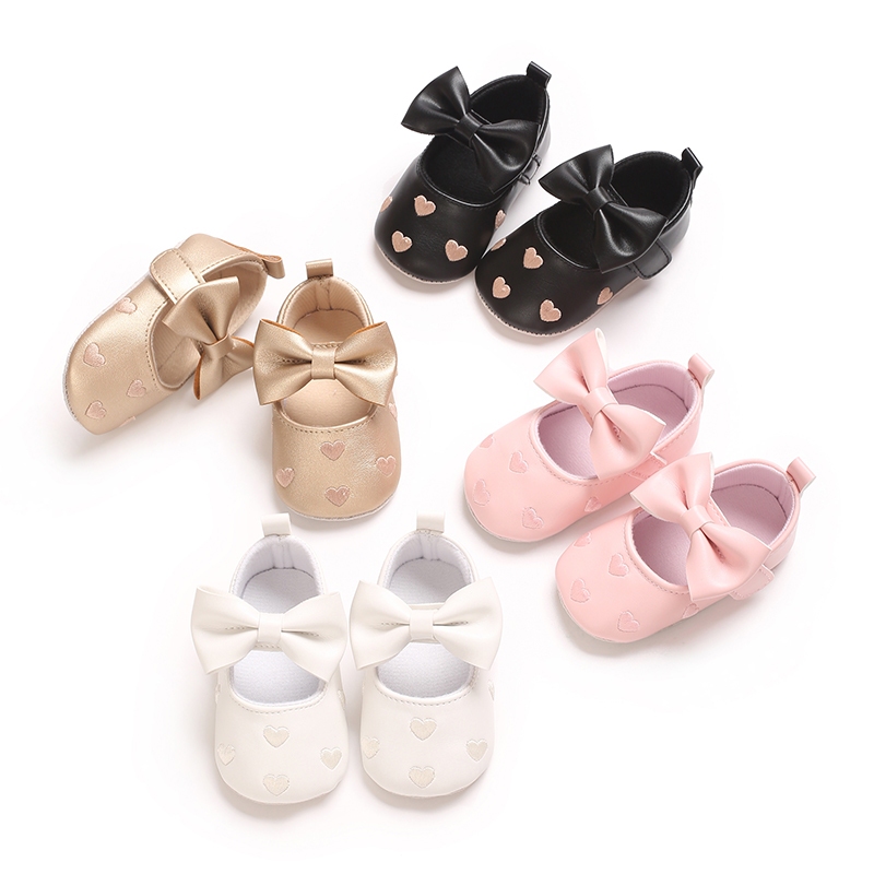 Shoes for Baby girls Princess Shaped Heart Mary Jane Big Bow Shoes ...
