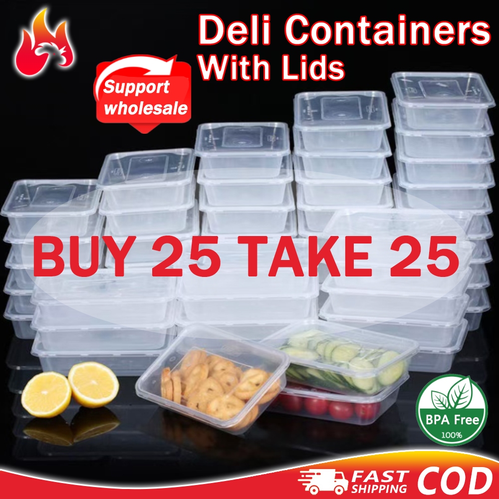 【BUY 25 TAKE 25】 Rectangle Microwavable Plastic Container Disposable ...