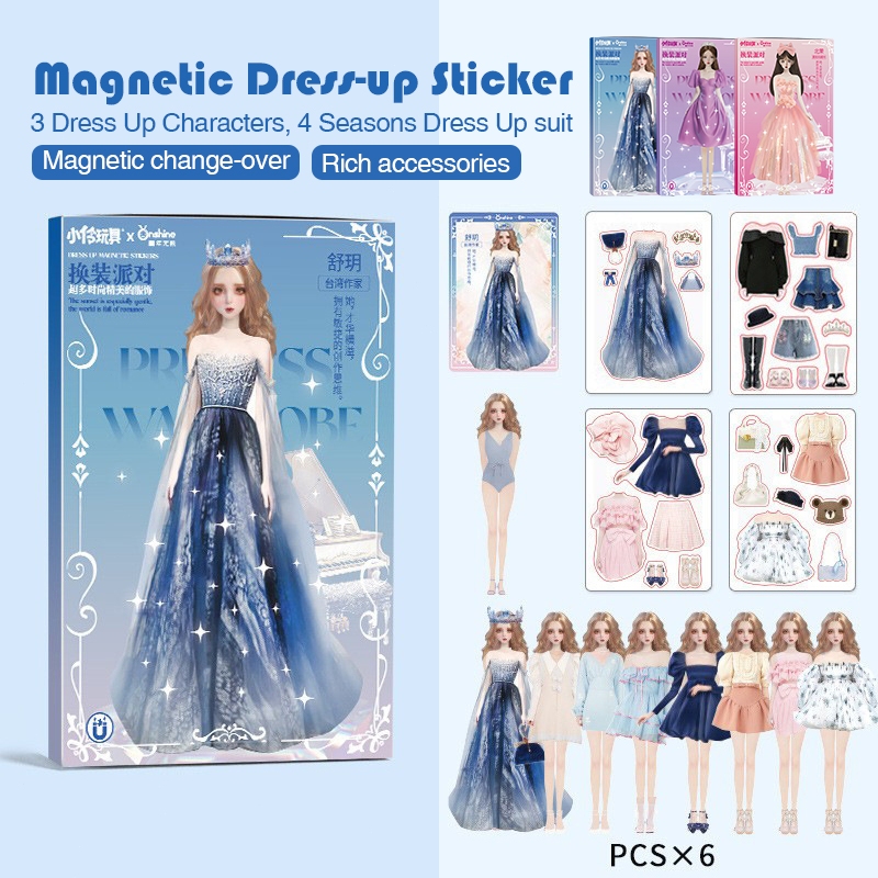 Magnetic Dress-up Stickers Kids Dress Up Games Paper Doll Magnetic ...