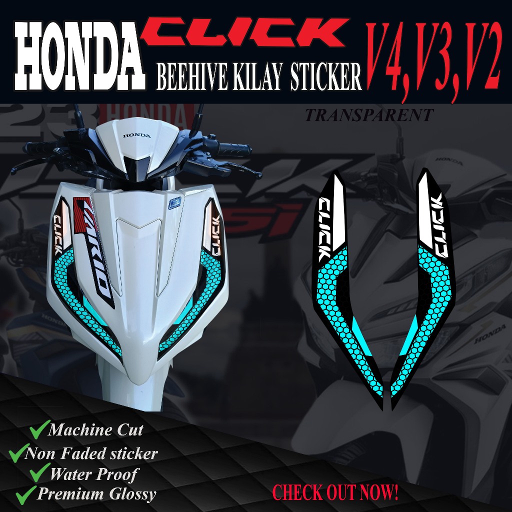 BEEHIVE KILAY TINT TRANSPARENT FOR HONDA CLICK V4,V3,V2/ BEEHIVE KILAY TINT STICKER/ HONDA CLICK ...