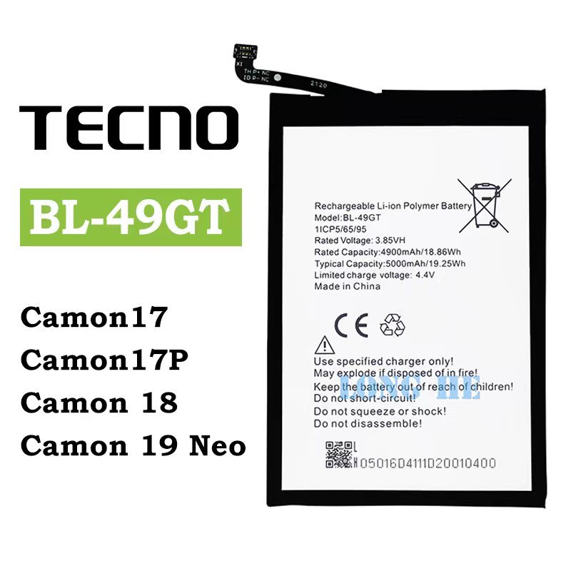 Tecno Camon17 /Camon17P/ Camon 18 Battery BL-49GT | Shopee Philippines
