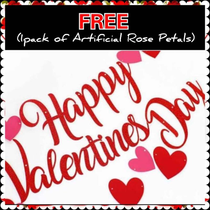 Happy Valentine's Day Bunting Banner with FREE 1pack of Artificial Rose ...