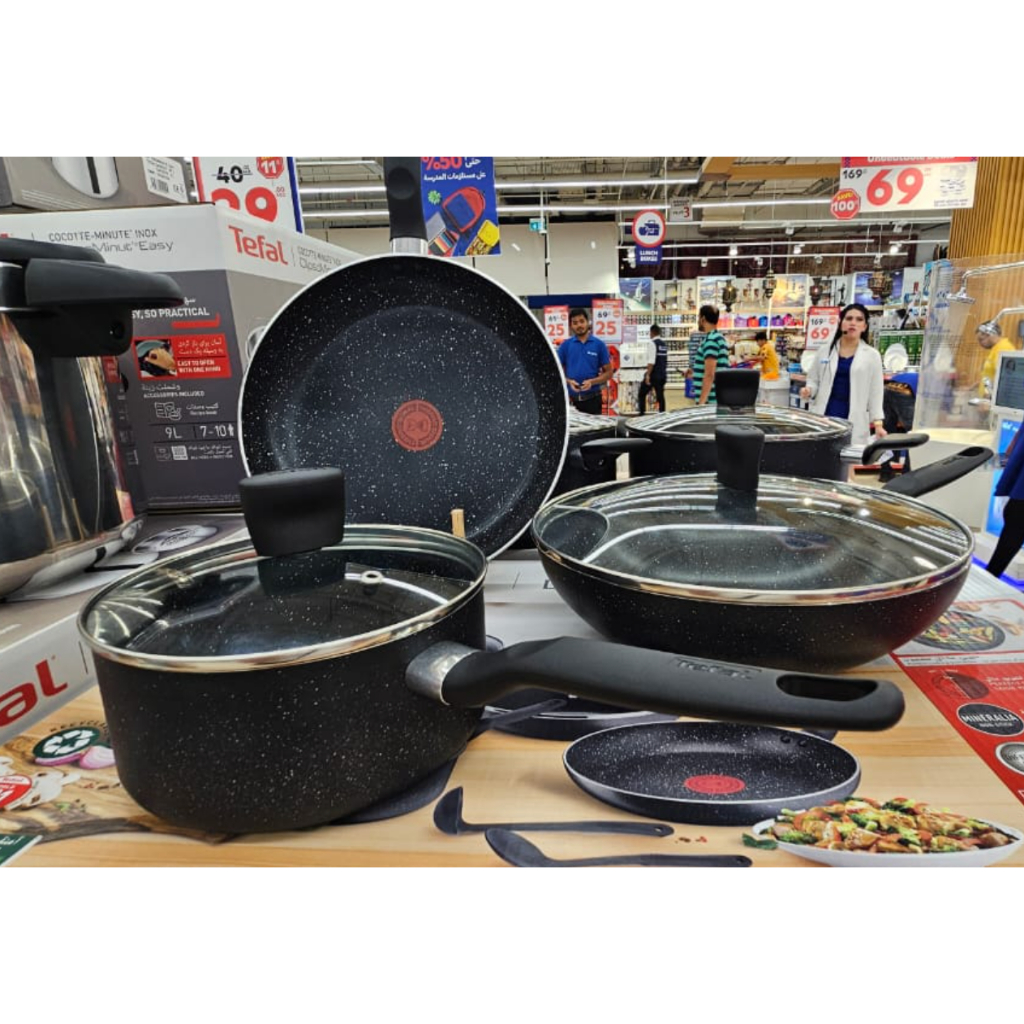 Original! TEFAL Dark Stone stewpots 22/24 cm+lids, saucepan 16 cm ...