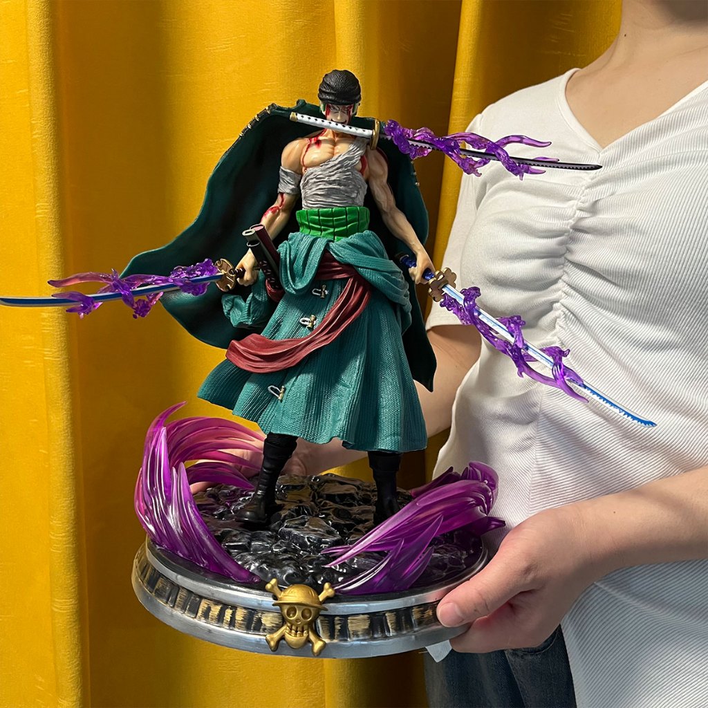 Roronoa Zoro Samurai Statue-One Piece Resin Dynamic Purple Aura Gift ...
