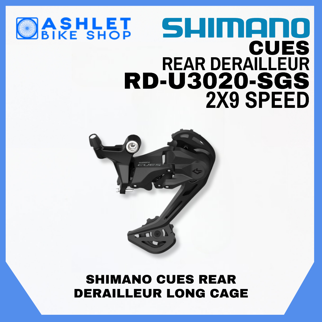ORIGINAL SHIMANO CUES REAR DERAILLEUR RD-U3020-SGS LONG CAGE 2 x 9 SPEED - ASHLET BIKE SHOP ...