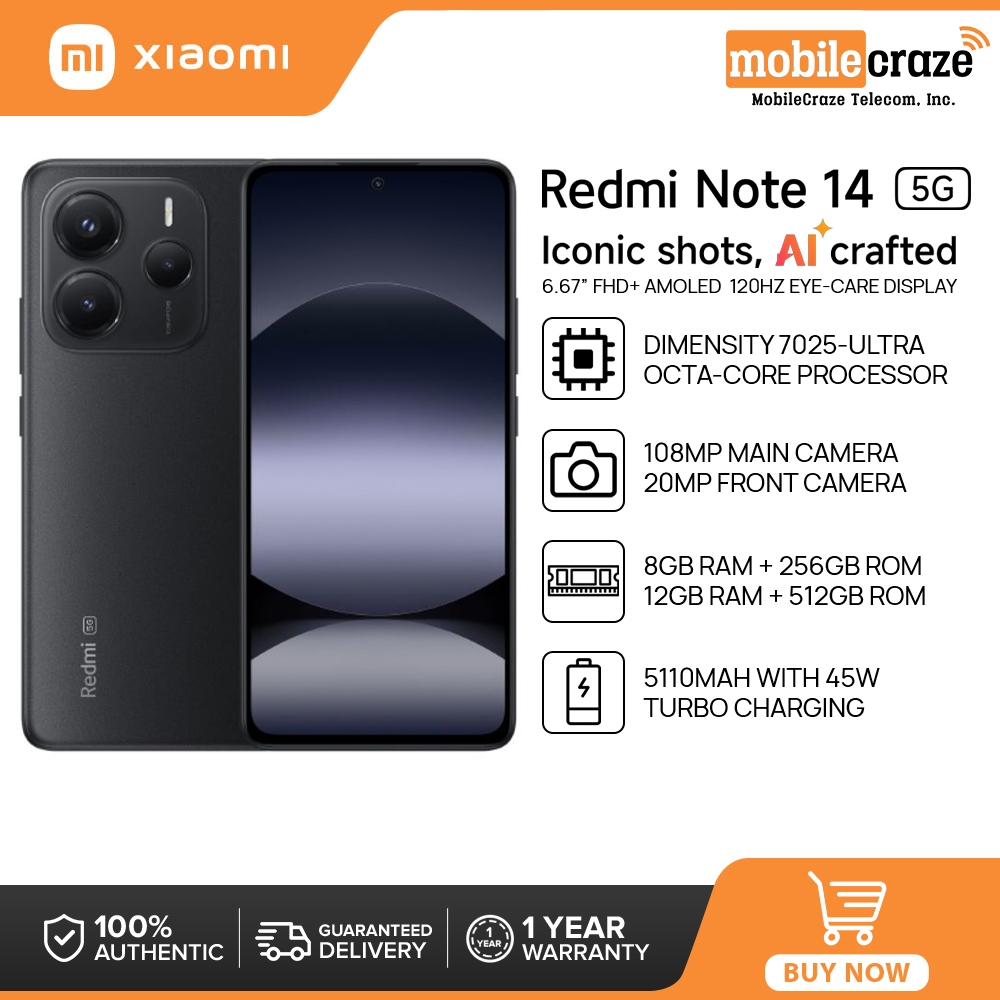 Xiaomi Redmi Note 14 5G Smartphone | 8GB+256GB/12GB+512GB | Dimensity ...