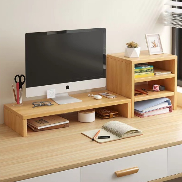 【COD】Desktop Storage Rack Monitor Stand Wooden Computer Monitor Rack ...
