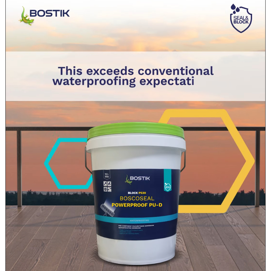 Bostik Block P530 Boscoseal Powerproof PU-D Waterproofing Mix 16 Liters ...