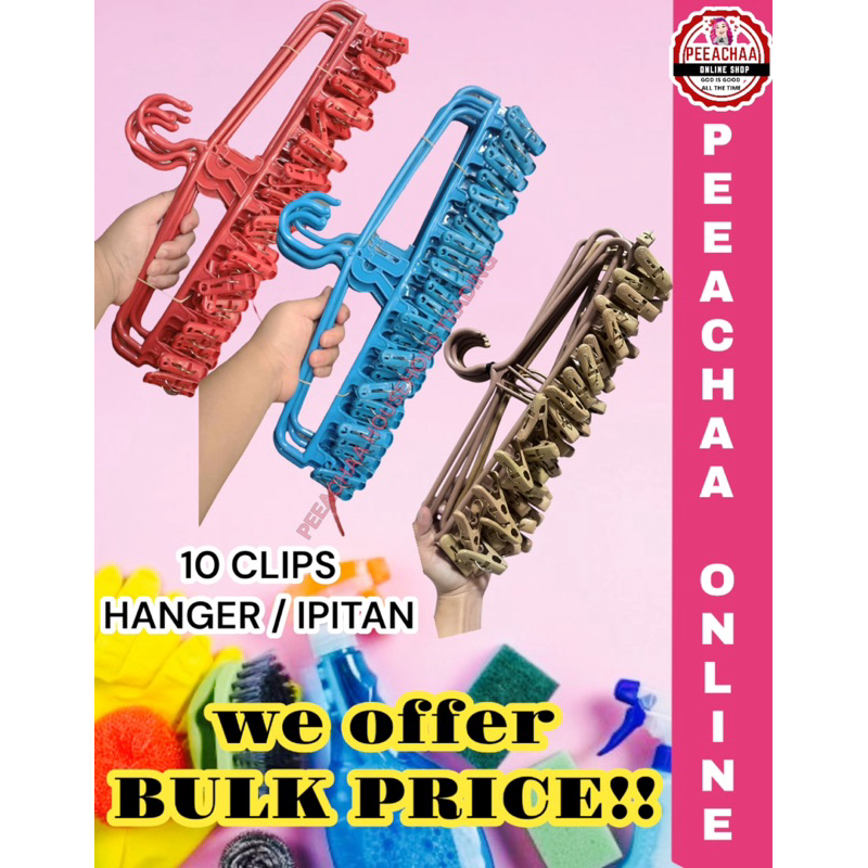 BUY 1 take 1 10Clips Hanger for clothes ipitan ng damit sipit colored ...