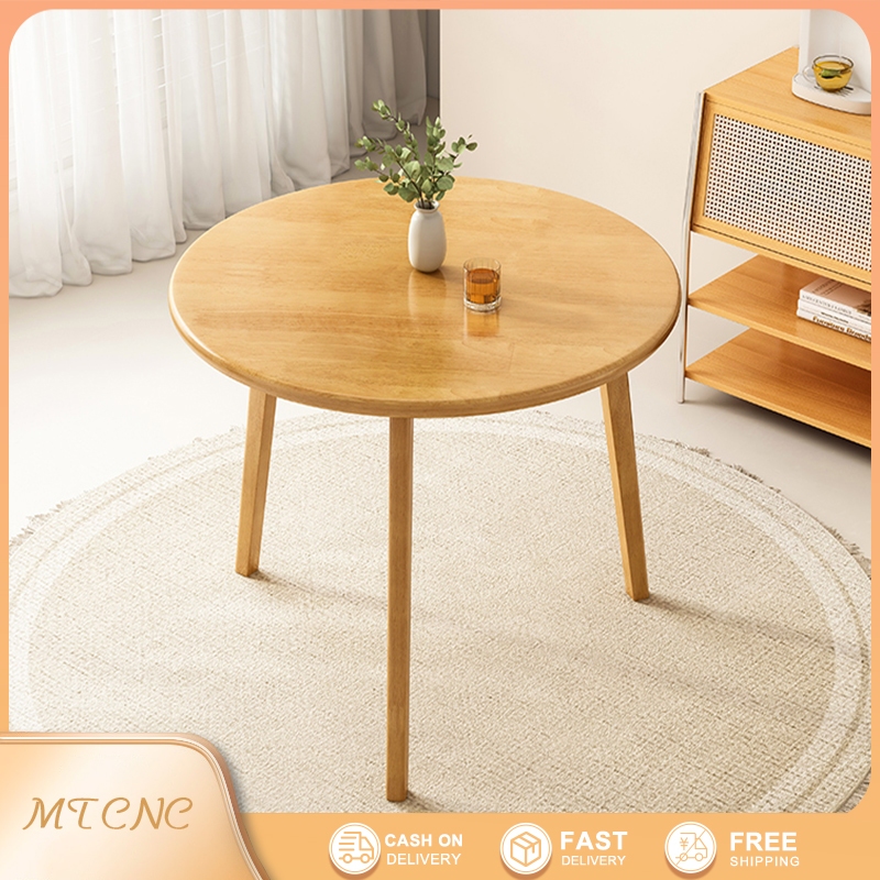 Solid Wood Dining Table Nordic Simple Round/Rectangular Table Tea Table ...