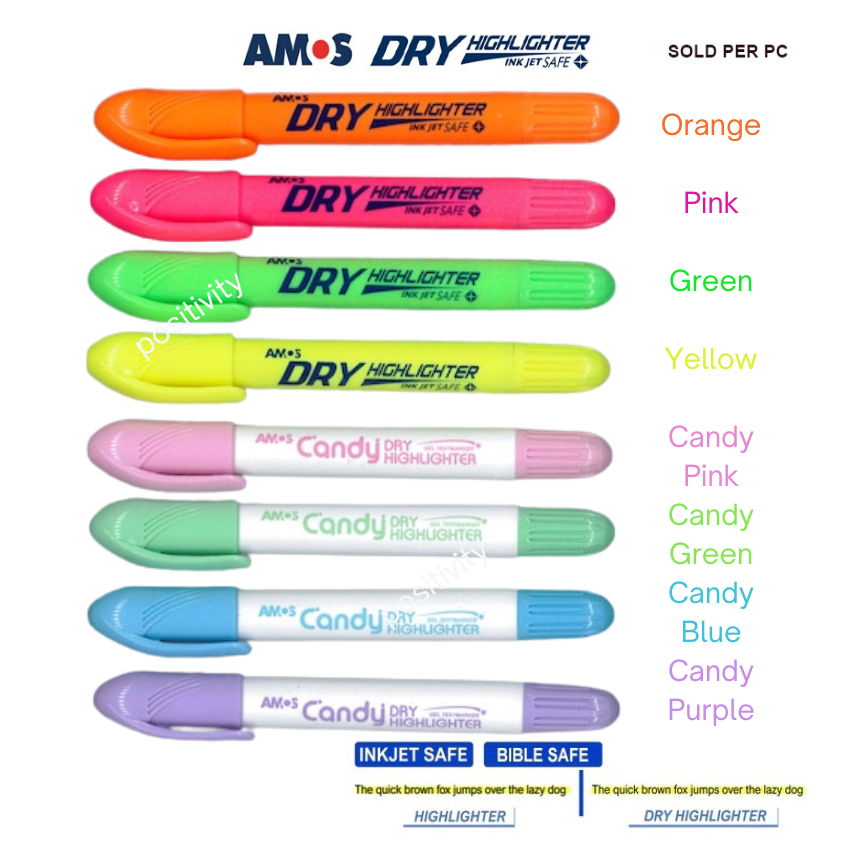 (Positivity) Amos Dry highlighter bible and inkjet safe | Shopee ...