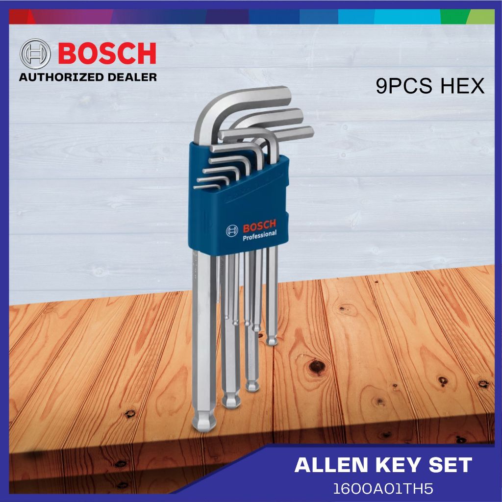 Bosch Allen Key Set 9pcs Hex 1600A01TH5 Heavy Duty Hand Tools [ Blue ...