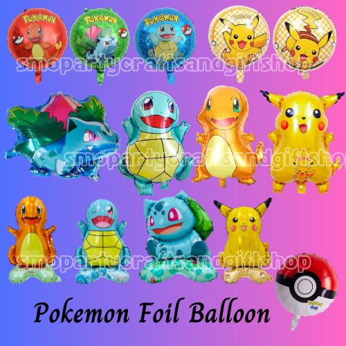 Pokemon Foil Balloons Pikachu Charmander Bulbasaur Squirtle Round ...
