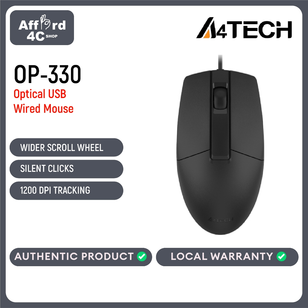 A4tech OP-330 3D Optical wired Mouse Black USB | Shopee Philippines