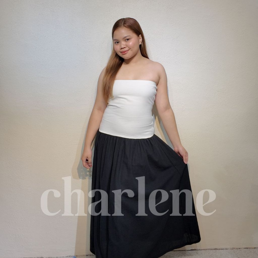 Modern Flowy Two-Tone Tube Maxi Dress for Women, Free size Stretchable ...