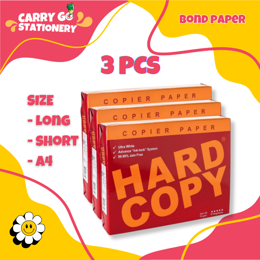 Hard Copy Premium Bond Paper Short / A4 / Long 70gsm 500 Sheets for ...