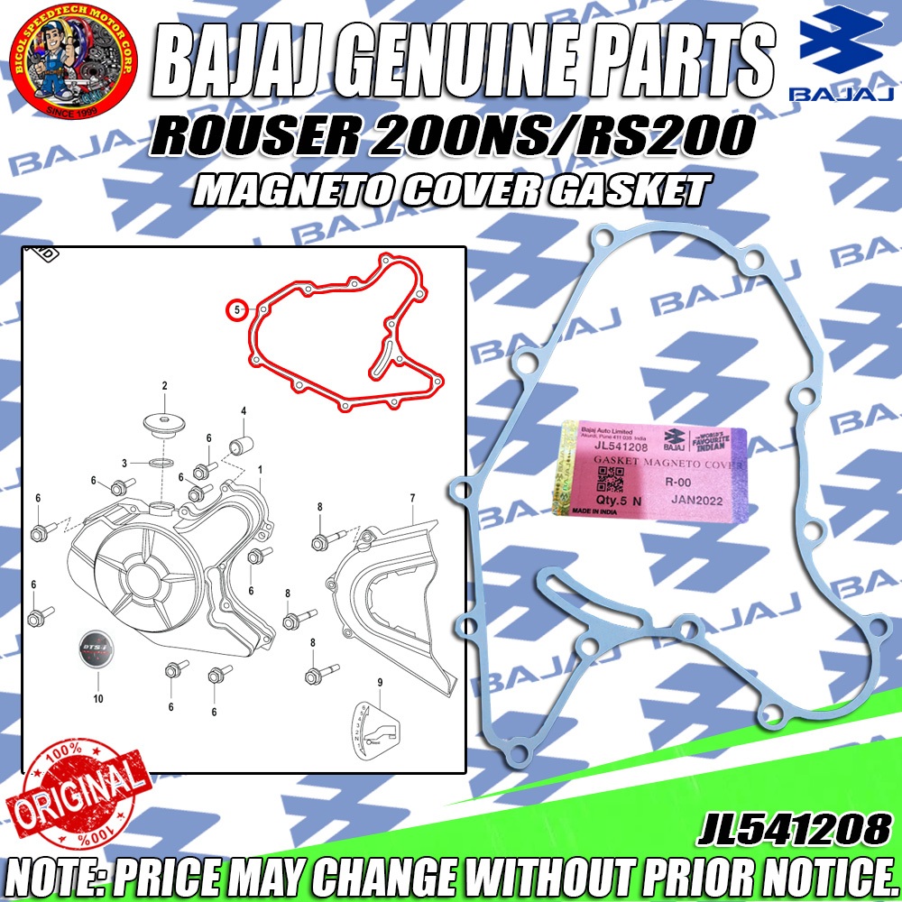 BAJAJ ROUSER 200NS/RS200 GASKET MAGNETO COVER (KMC) (GENUINE: JL541208 ...