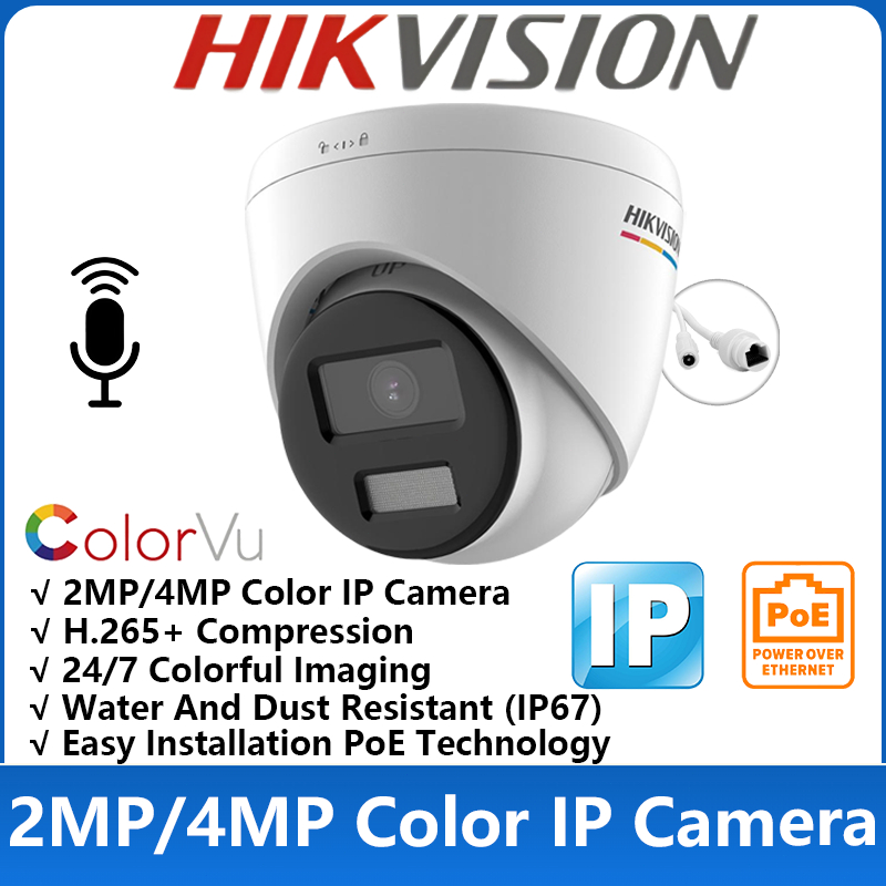 Hikvision 2MP/4MP 24/7 Colorful Turret Network Camera IP67 With audio ...