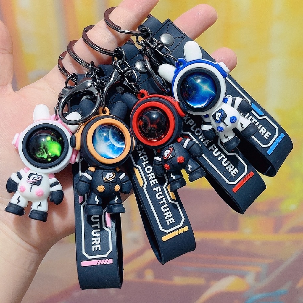 Starry sky rabbit astronaut keychain accessories 3D cartoon car ...