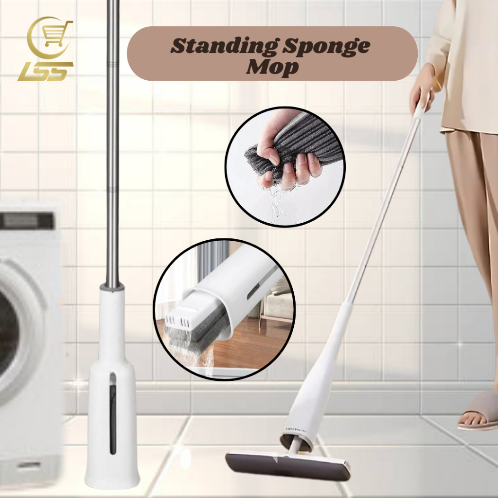 Efeq Sponge Mop , Self-Squeeze Dry & Wet Sponge Mops for Floor Cleaning ...