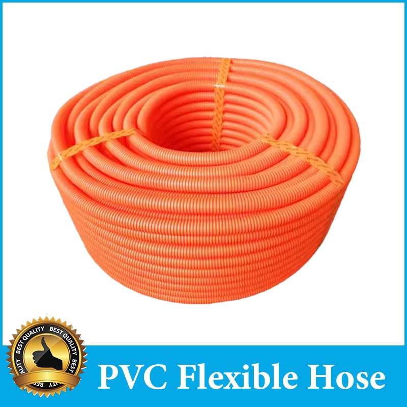 PVC Corrugated Flexible Hose 50/100m Per Roll Orange Conduit Hose 1/2" 3/4" 1" | Shopee Philippines
