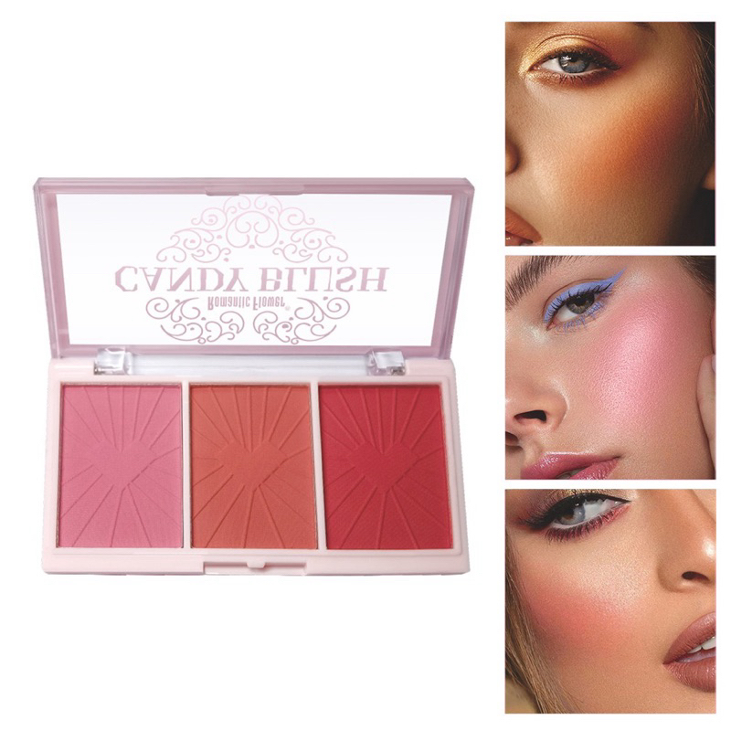 3-color blush palette matte deep red skin tone blush waterproof makeup ...