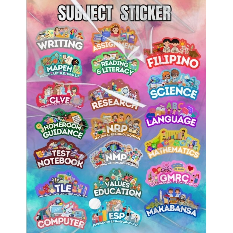 SCHOOL SUBJECT STICKER (WATER PROOF) | Shopee Philippines