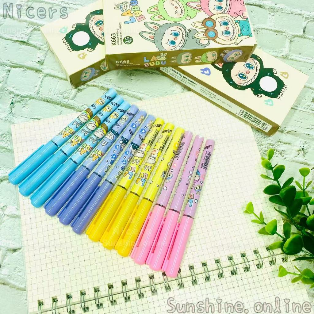 12pcs LABUBU gel pen sign pen 0.5mm signpen K663 | Shopee Philippines