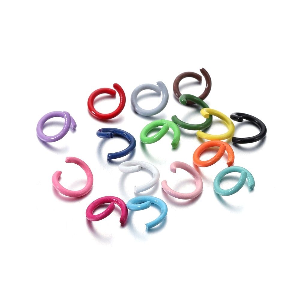 50pcs Candy Colored Metal Split Rings Paint colored connecting ring ...
