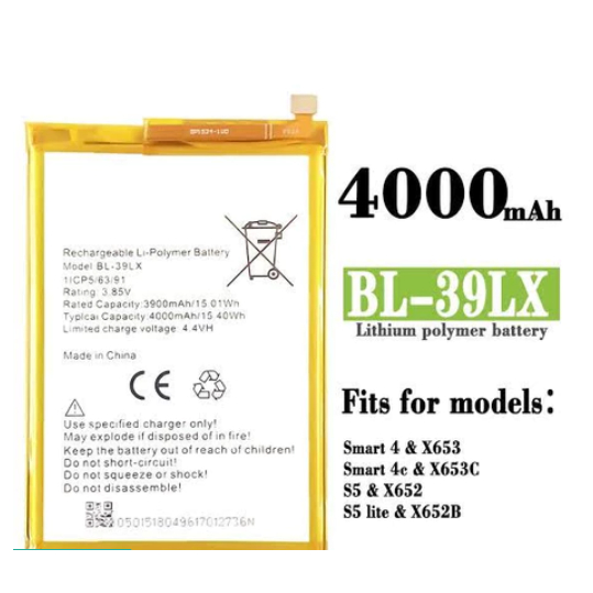 BL-39LX BL39LX Battery 4000mAh Infinix Smart 4 X680 S5 X652 | Shopee ...