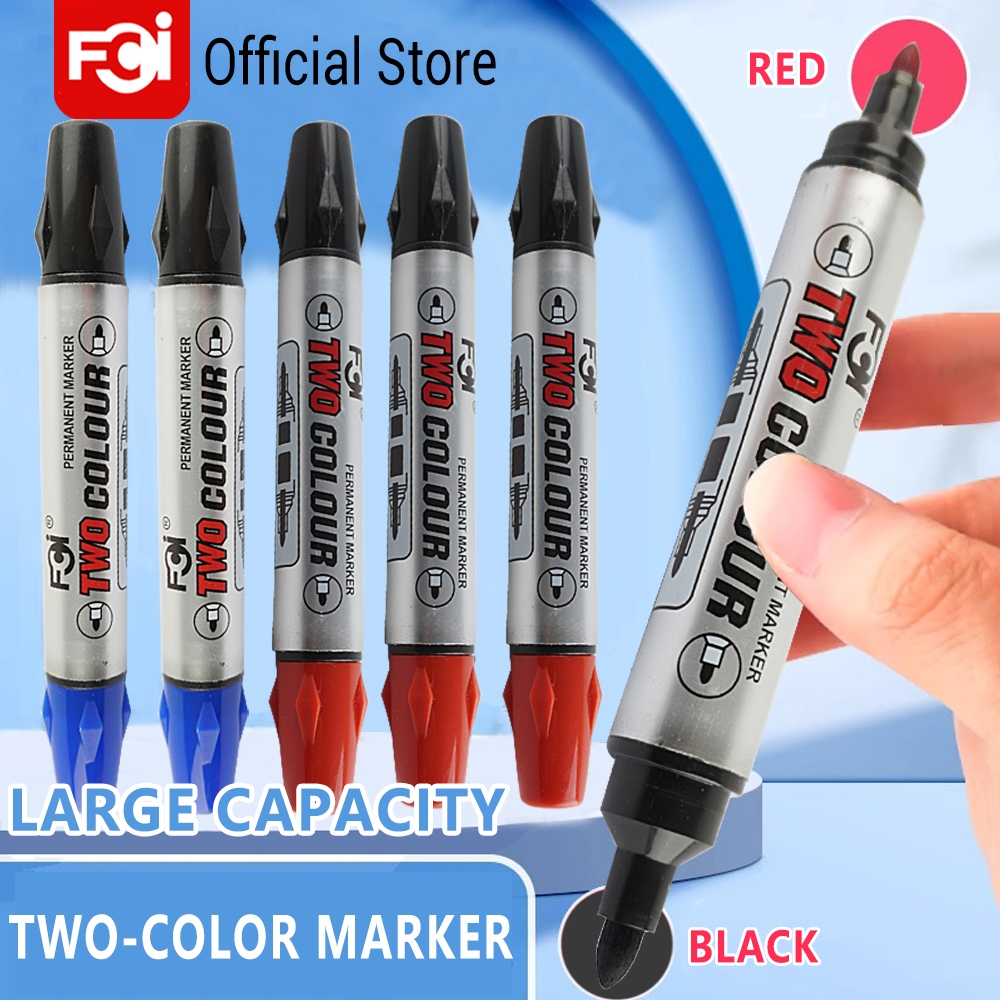 FCI Permanent Twin Marker (BLK/RED) or (BLK/BLUE) Sunlight Proof, Cool ...