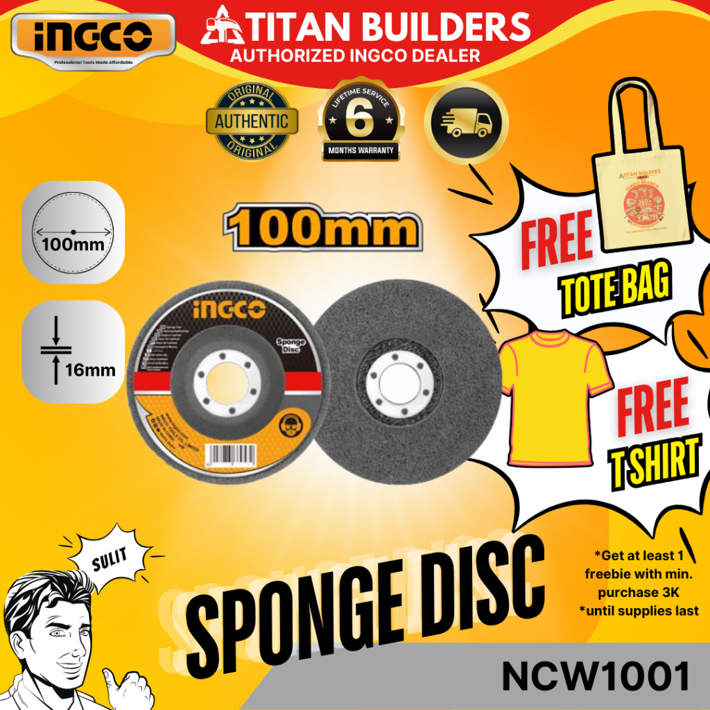Ingco by Titan Sponge Disc 100mm - High-Density for Wood, Concrete ...