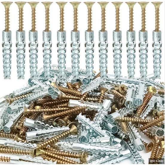 100PCS /50SET METAL TOX AND SCREW FOR WALL Expansion Tube Pipe Self ...