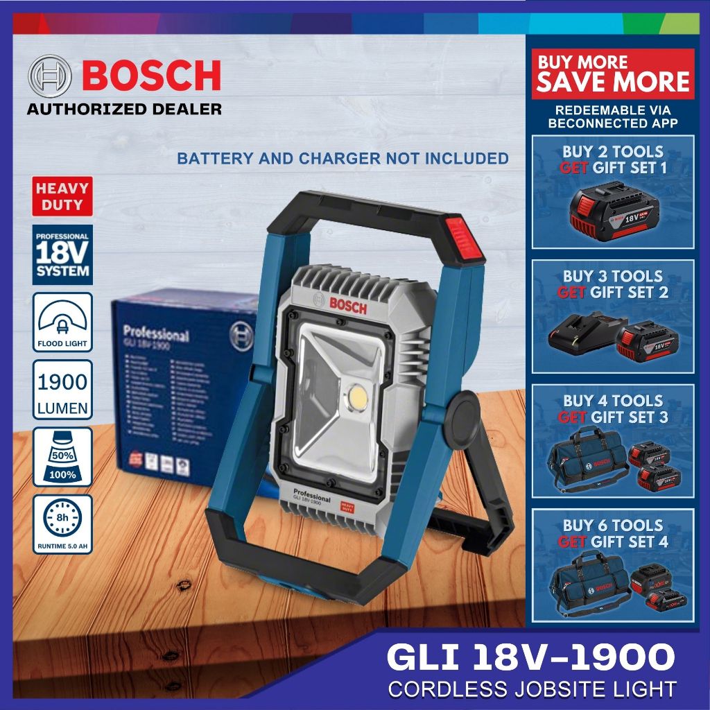 Bosch Led Flood Light GLI 18V-1900 Solo 1900 Lumen 0601446400 Heavy ...