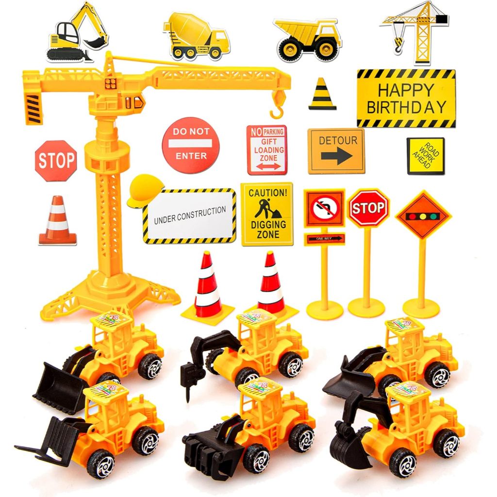 Cake Topper Construction Crane Trucks Mason Road Signs toppers | Shopee ...