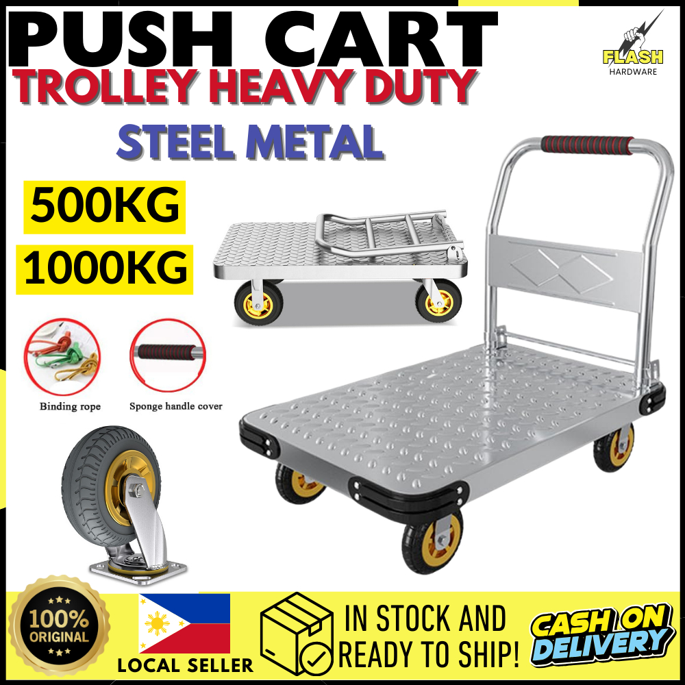 Push Cart Trolley Hand Truck Foldable Multifunction Heavy Duty 500/1000kg Capacity | Shopee ...
