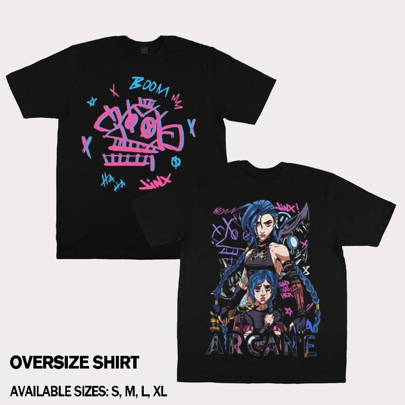 Jinx Hot Anime Arcane T-shirt Man Women Harajuku Roundneck tshirt ...