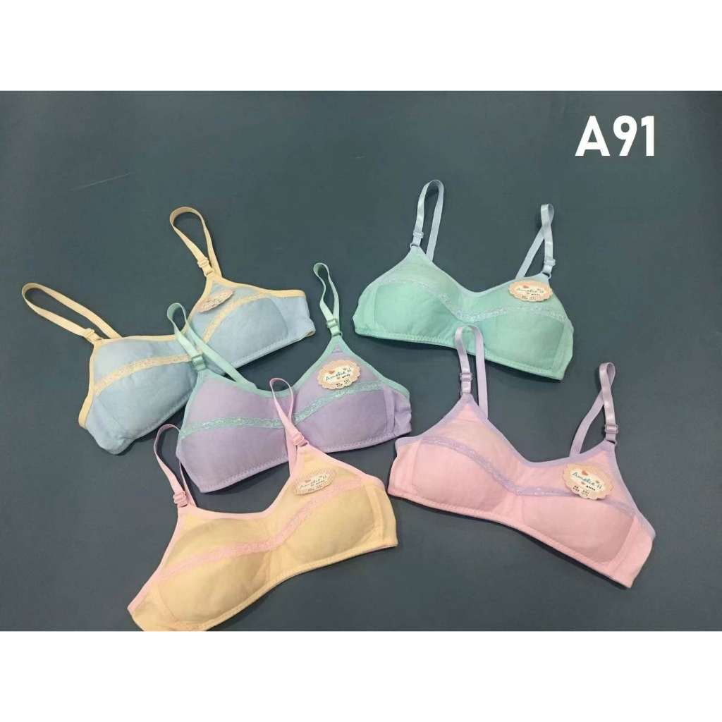 BURSON 3pieces Cute Design Plain Color Baby Bra Girl Cotton Bra with ...